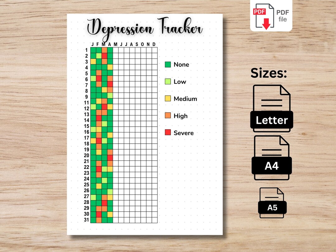 Depression Tracker | Printable Depression Tracker | A5, A4 & Letter ...