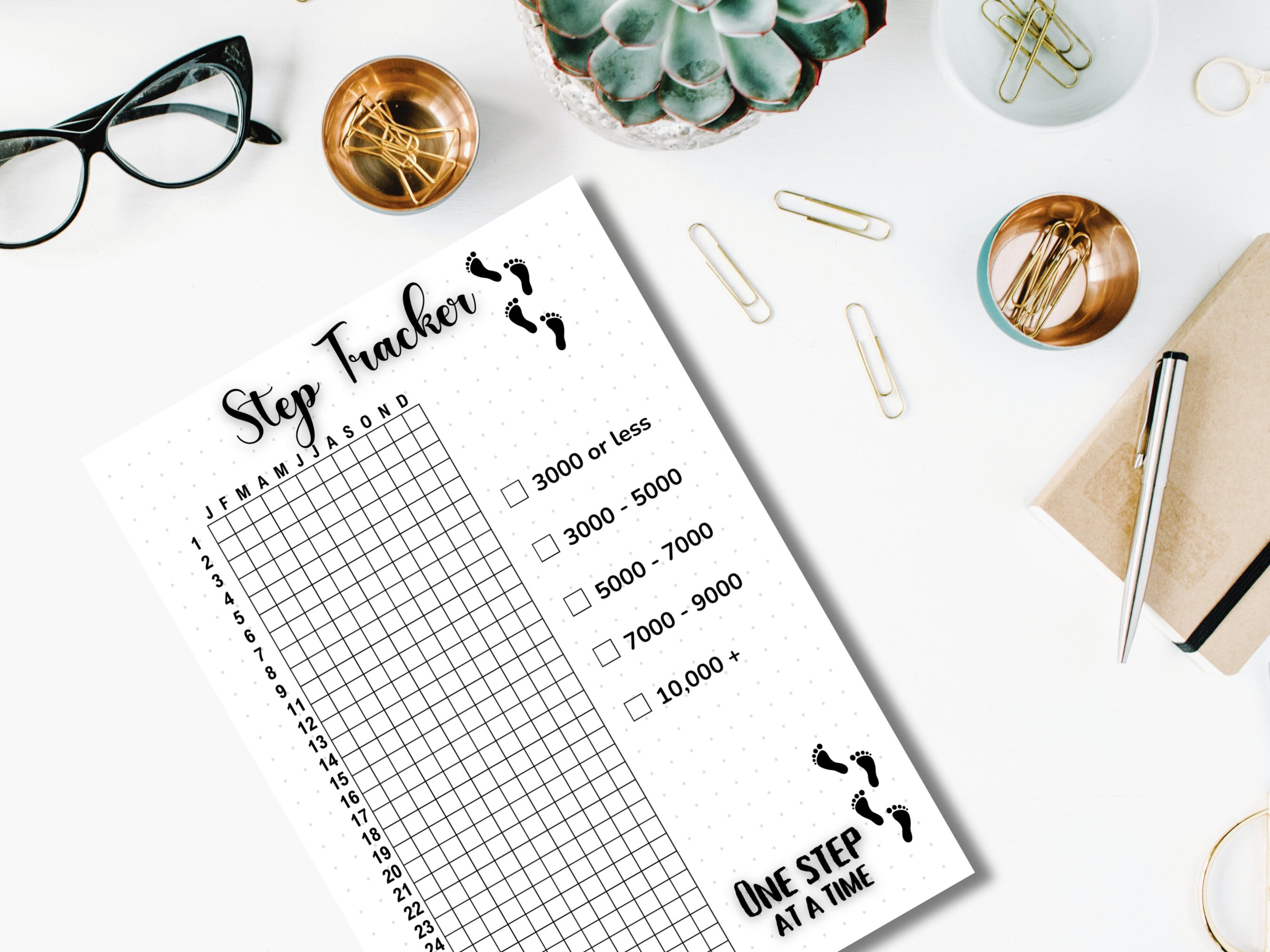Step Tracker Printable Step Tracker A5, A4 & Letter Journal Page Step ...