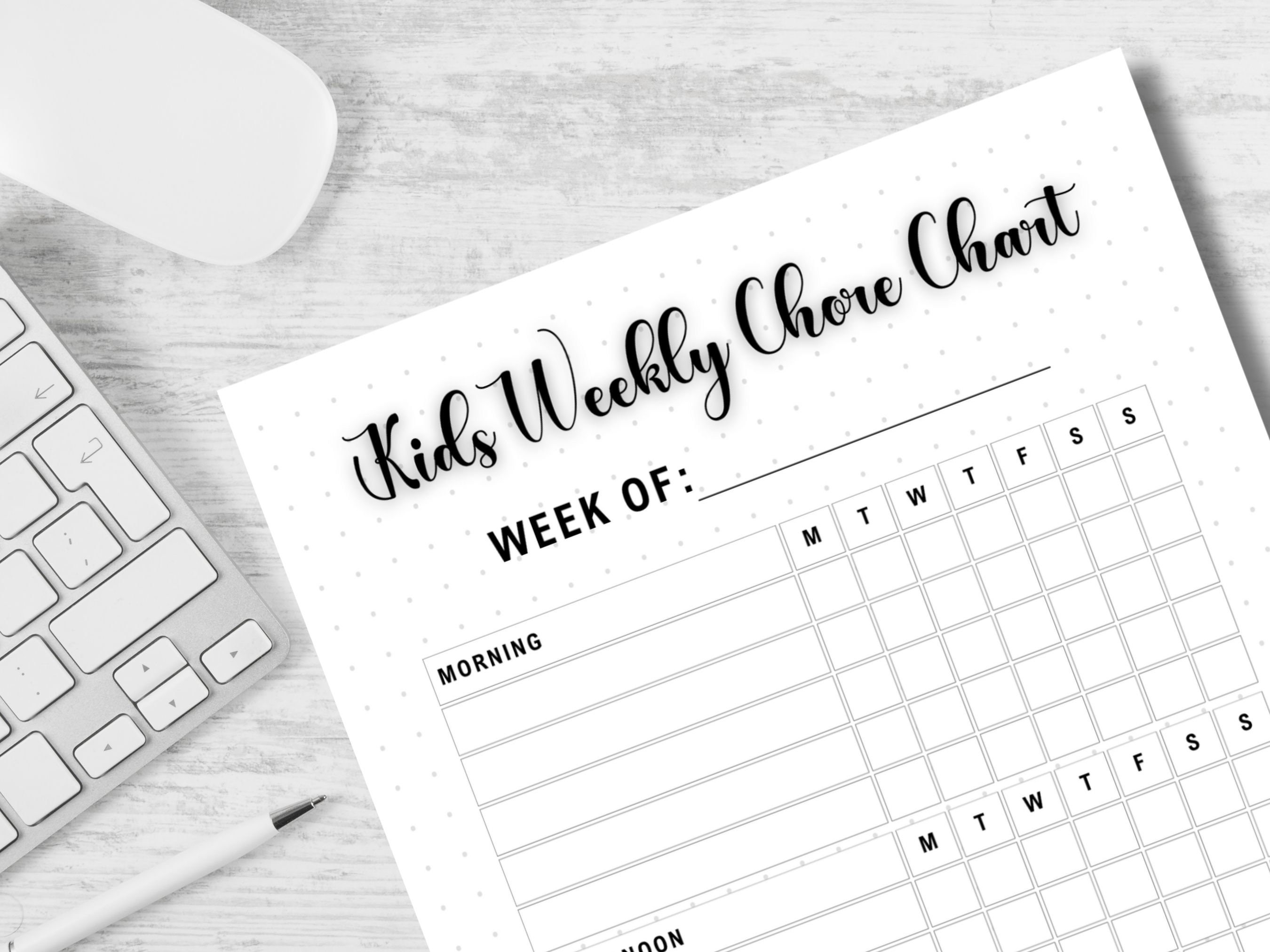 Kids Weekly Chore Chart Printable Cleaning Checklist A5, A4 & Letter ...
