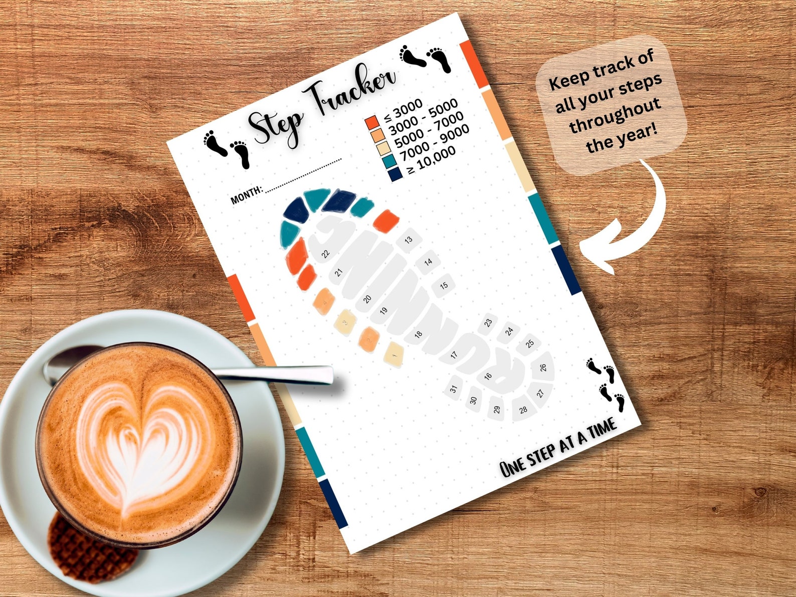 Printable Monthly Step Tracker: A5, A4, Letter Sizes - Etsy