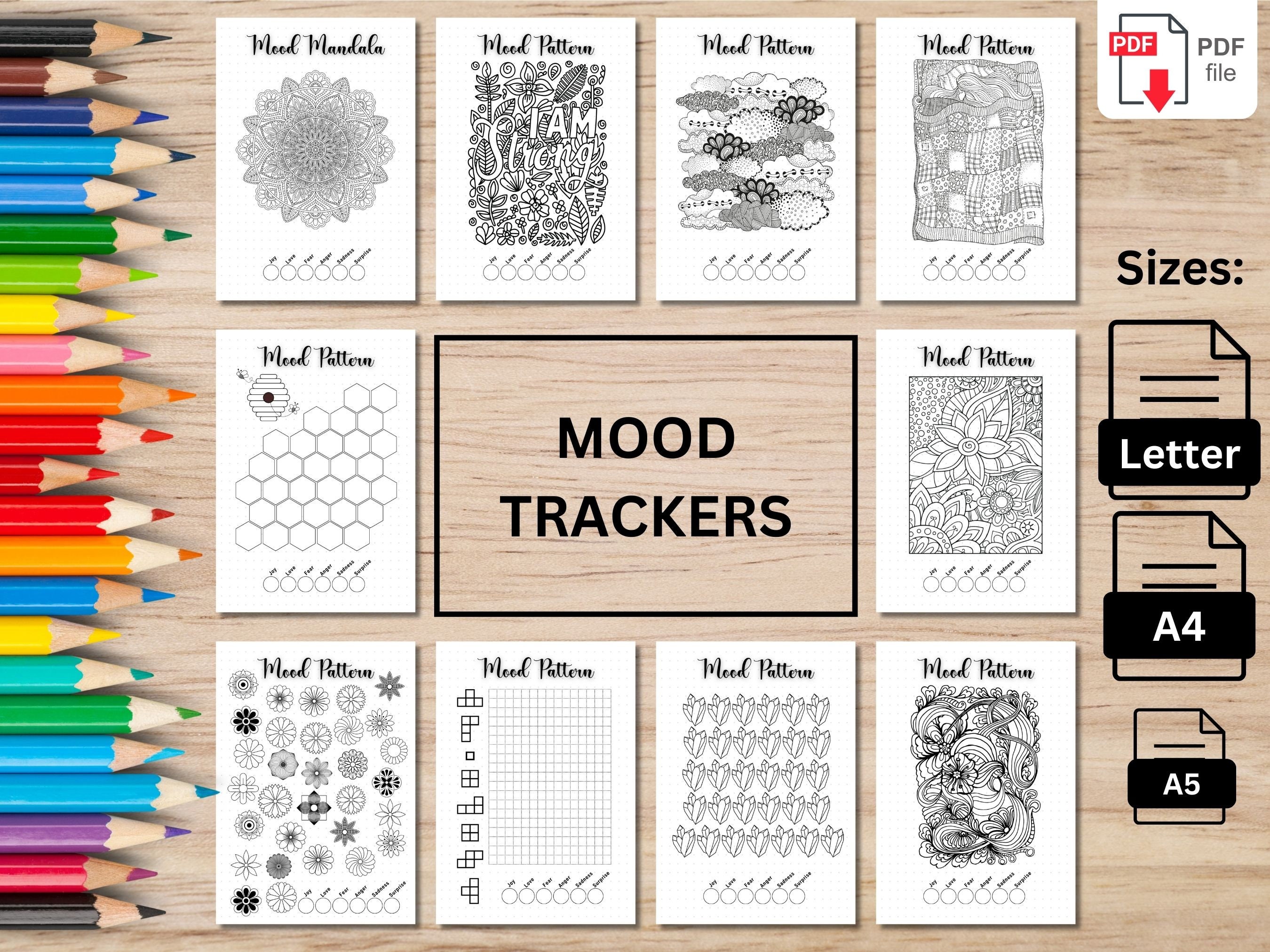 Mood Tracker Bundle | Printable Mood Tracker Bundle | A5, A4 & Letter Journal Page | ADHD Mood ...
