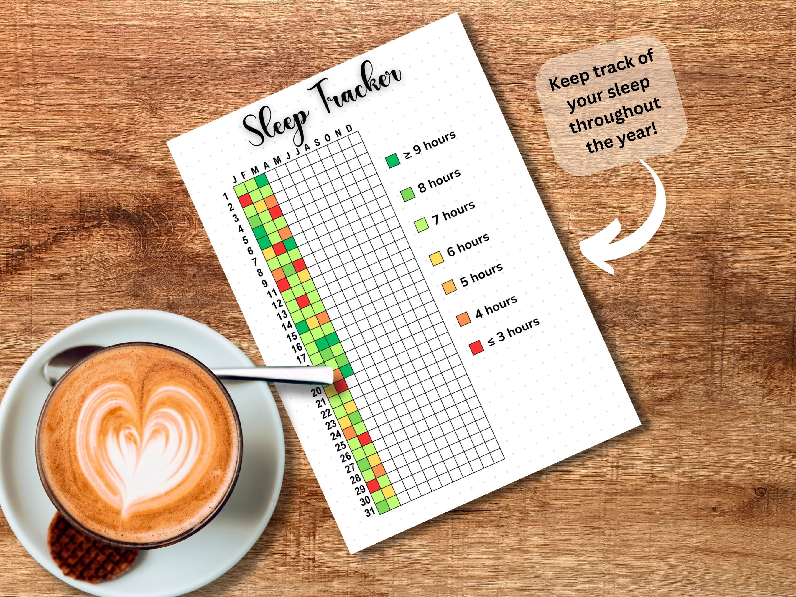 Sleep Tracker Yearly Printable Step Tracker A5, A4 & Letter Journal ...