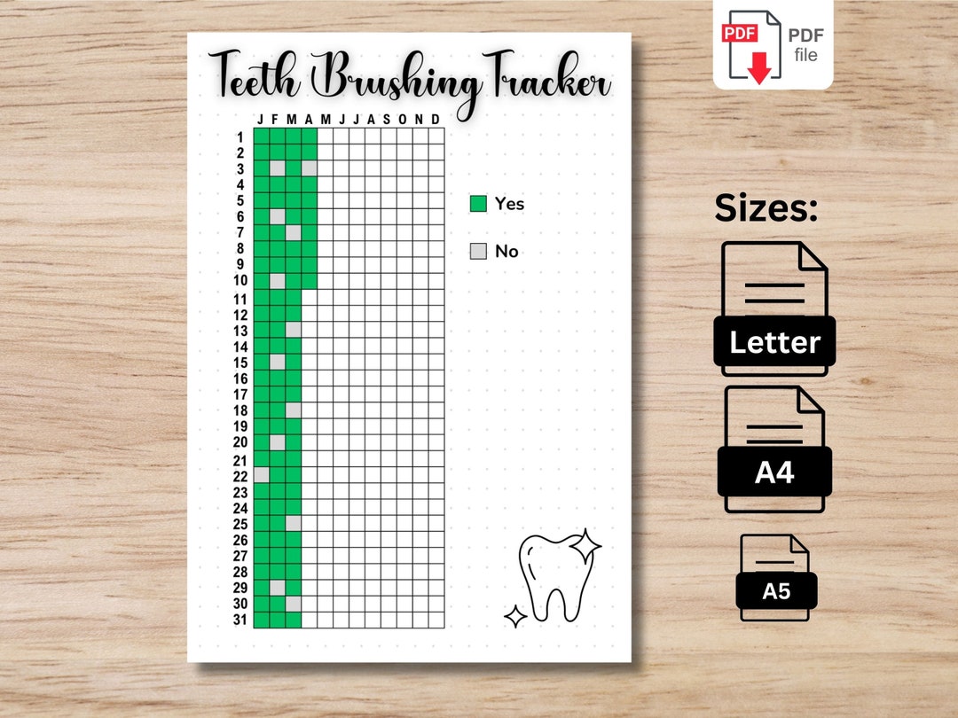 Printable Teeth Brushing Tracker: A5, A4 & Letter (PDF) - Etsy Canada