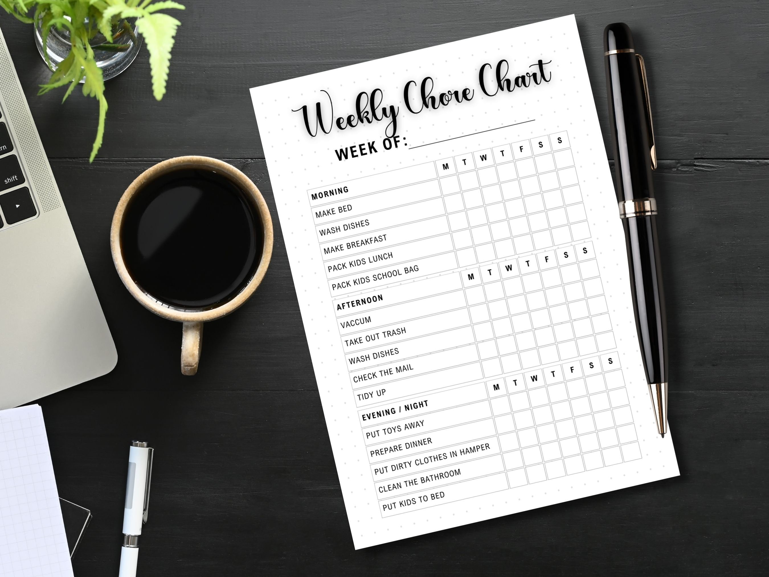 Weekly Chore Chart | Printable Cleaning Checklist | A5, A4 & Letter ...