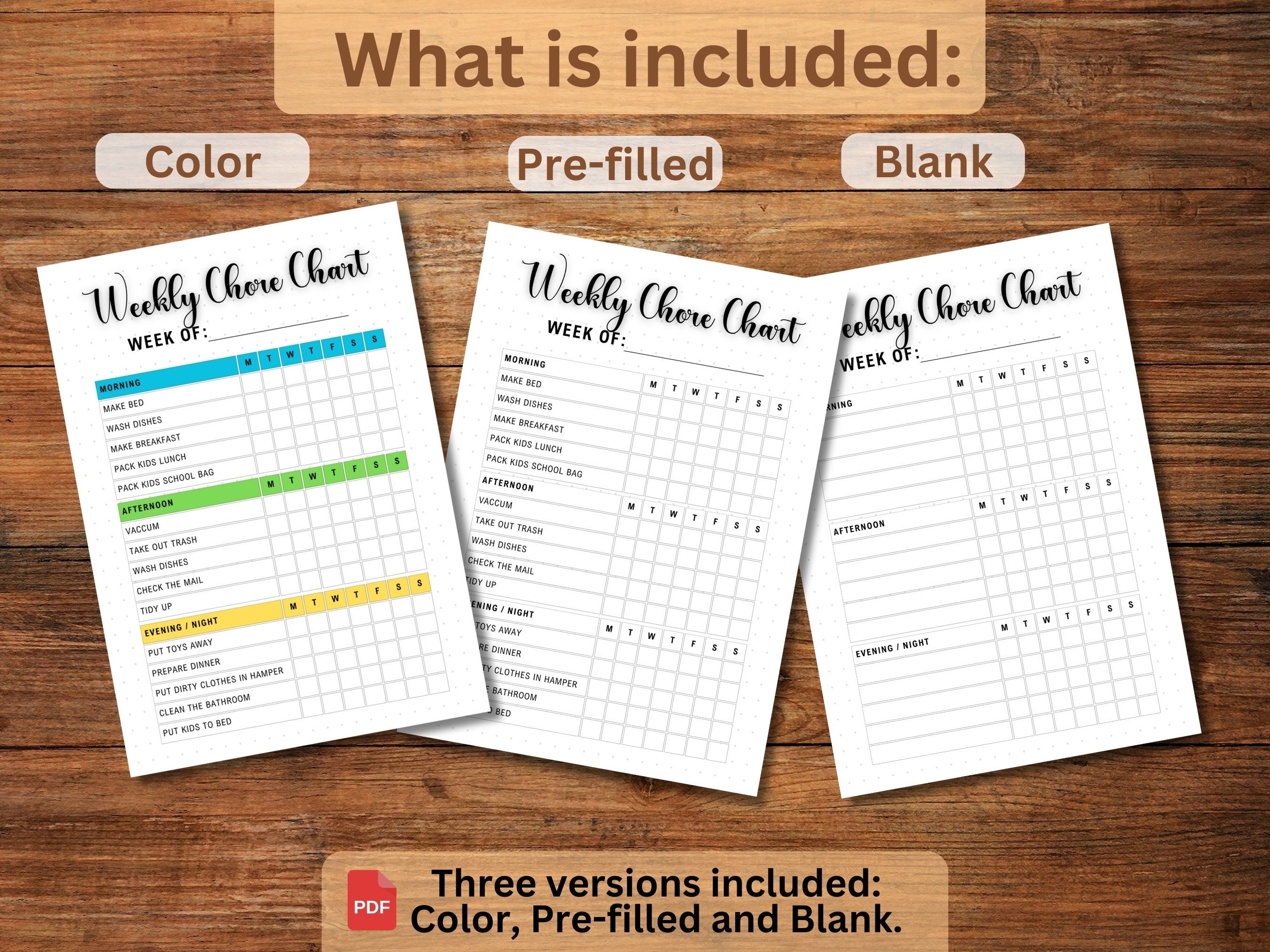 Weekly Chore Chart | Printable Cleaning Checklist | A5, A4 & Letter ...