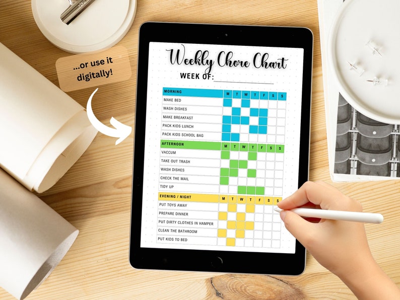 Weekly Chore Chart | Printable Cleaning Checklist | A5, A4 & Letter ...