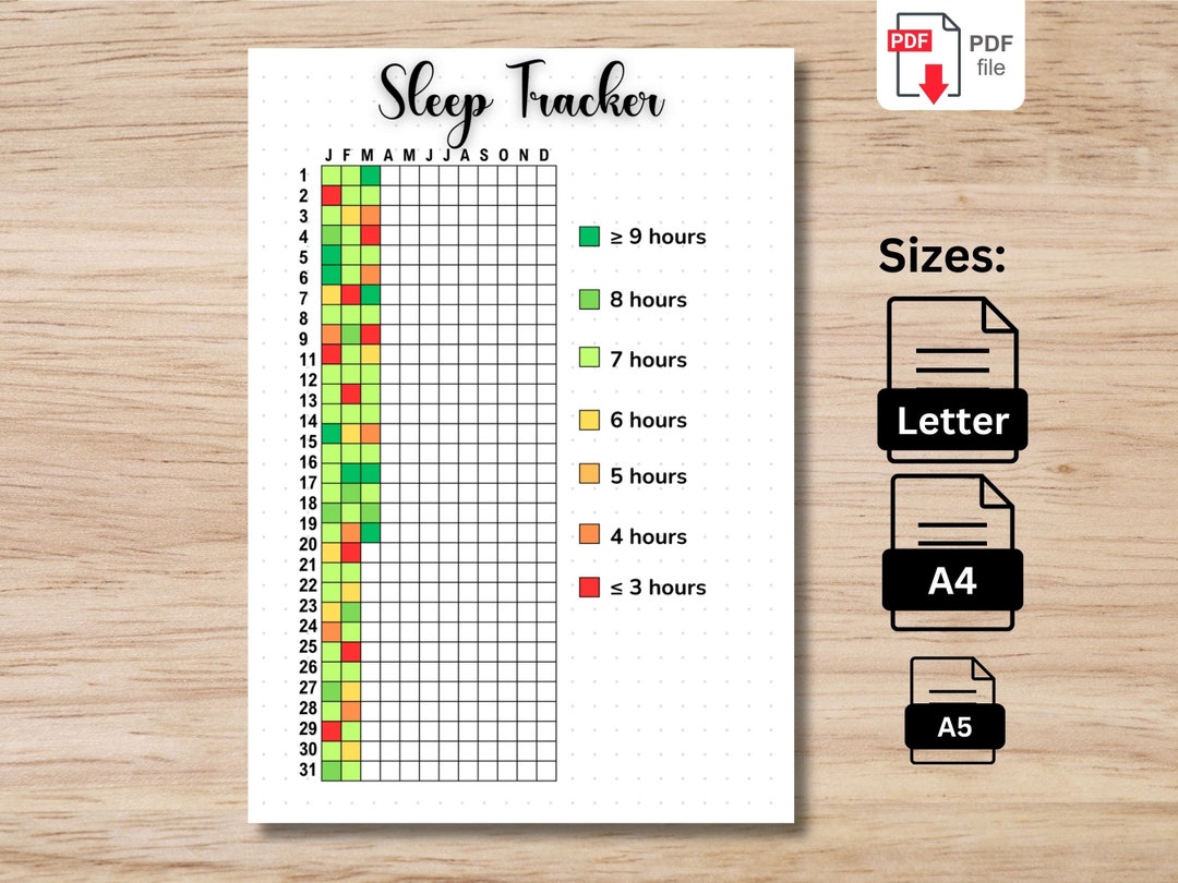 Sleep Tracker Yearly Printable Step Tracker A5, A4 & Letter Journal ...