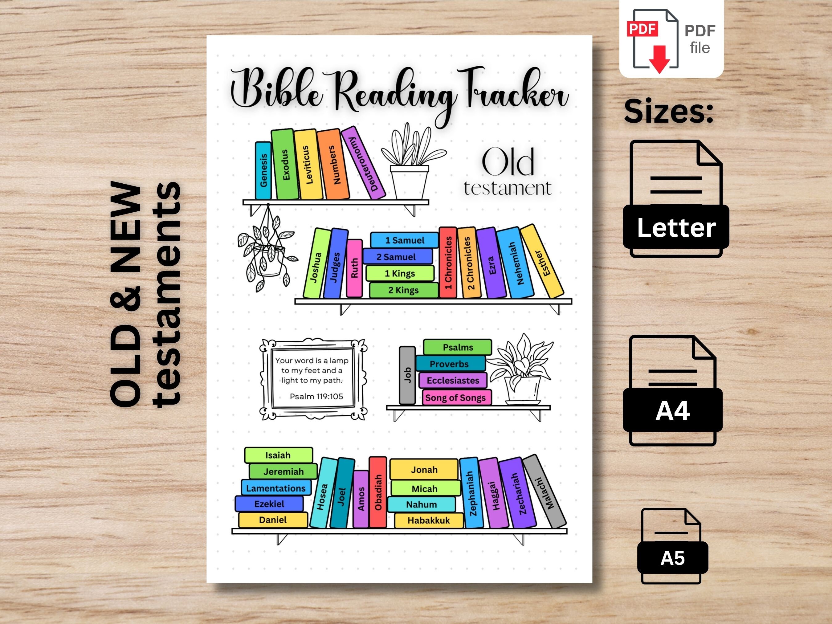Bible Reading Tracker A5, A4 & Letter Page Old Testament New Testament ...