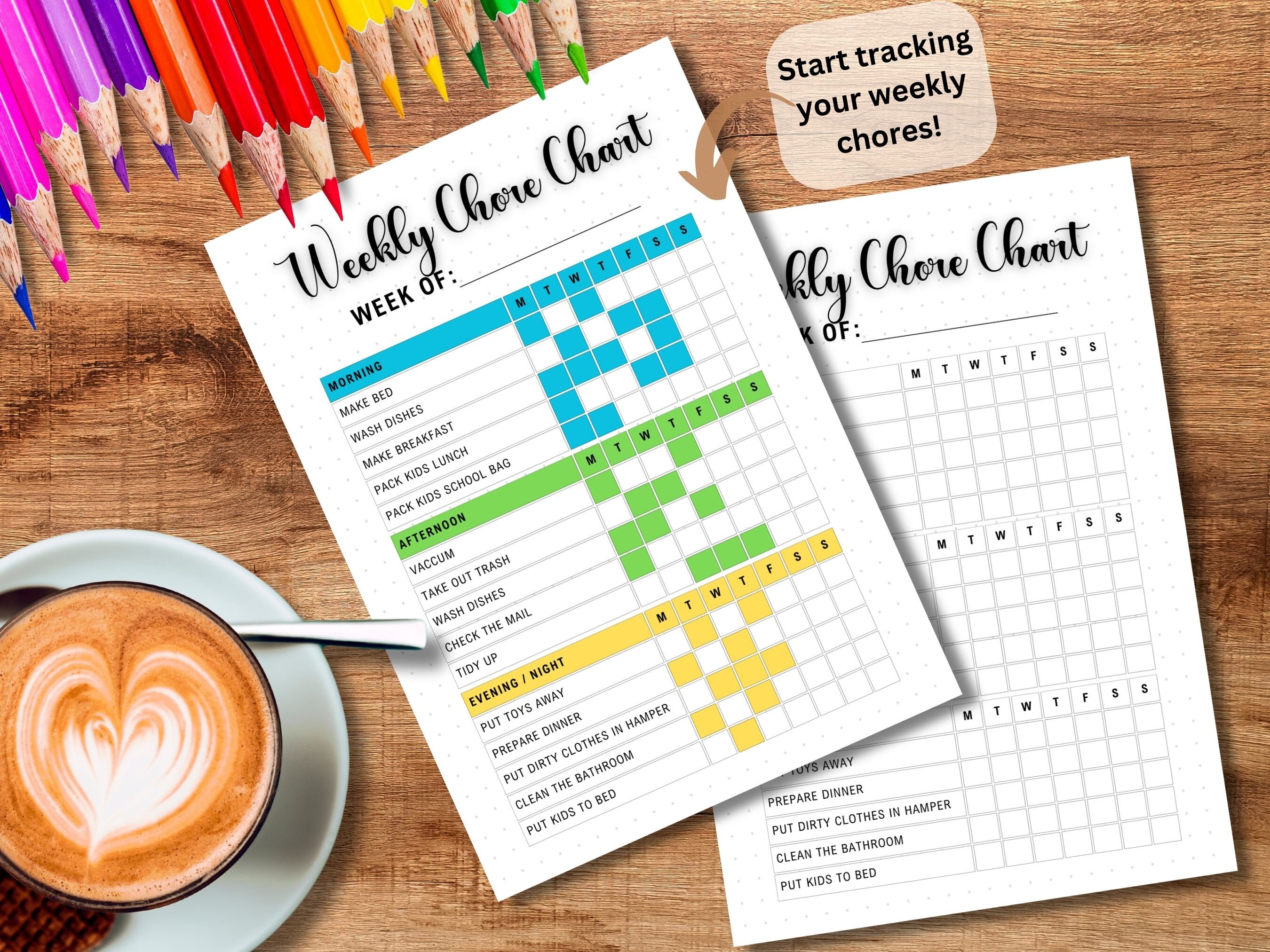 Weekly Chore Chart | Printable Cleaning Checklist | A5, A4 & Letter ...