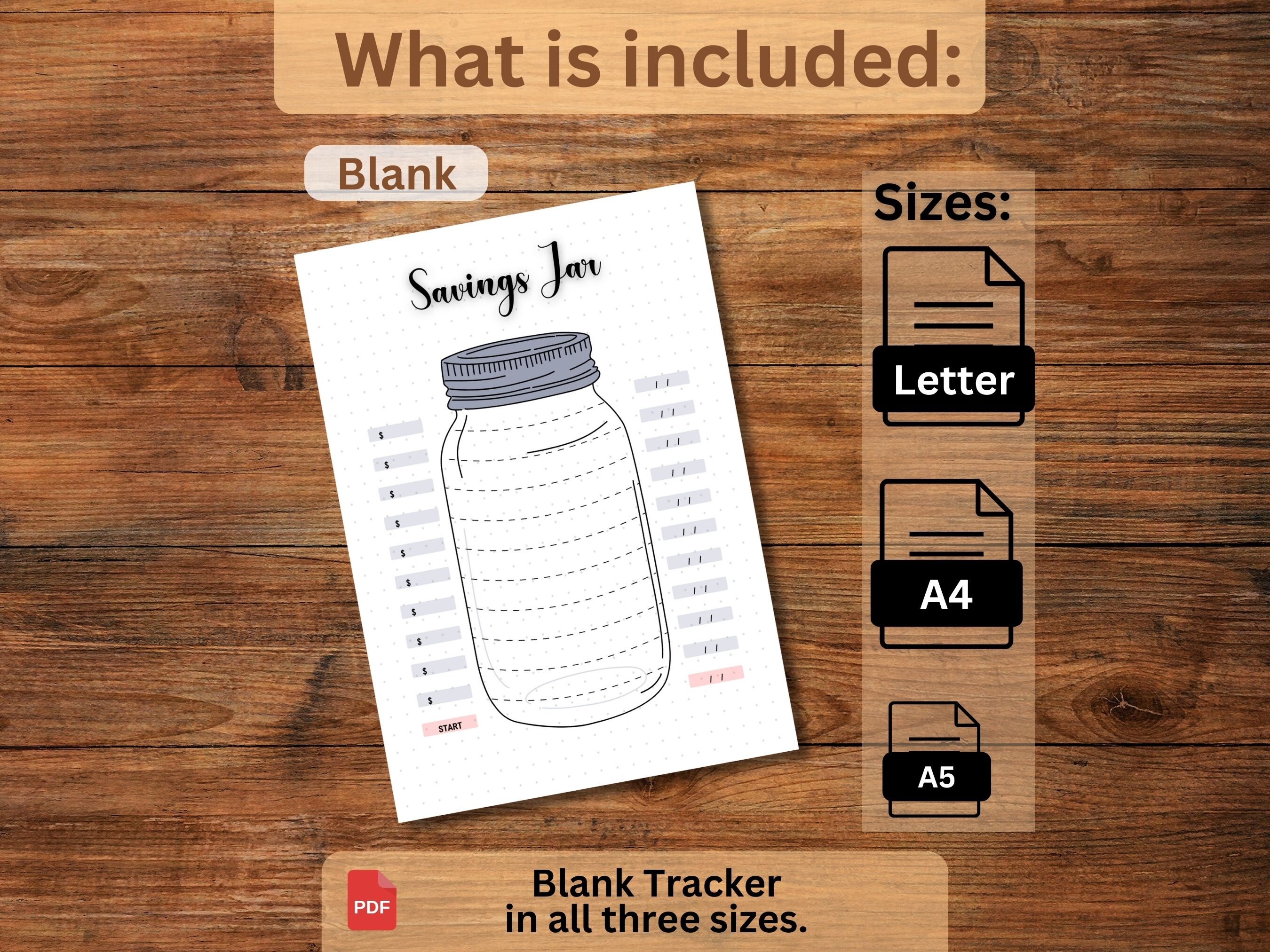 Saving Jar Challenge Printable | Savings Tracker Journal Page | A5, A4 ...