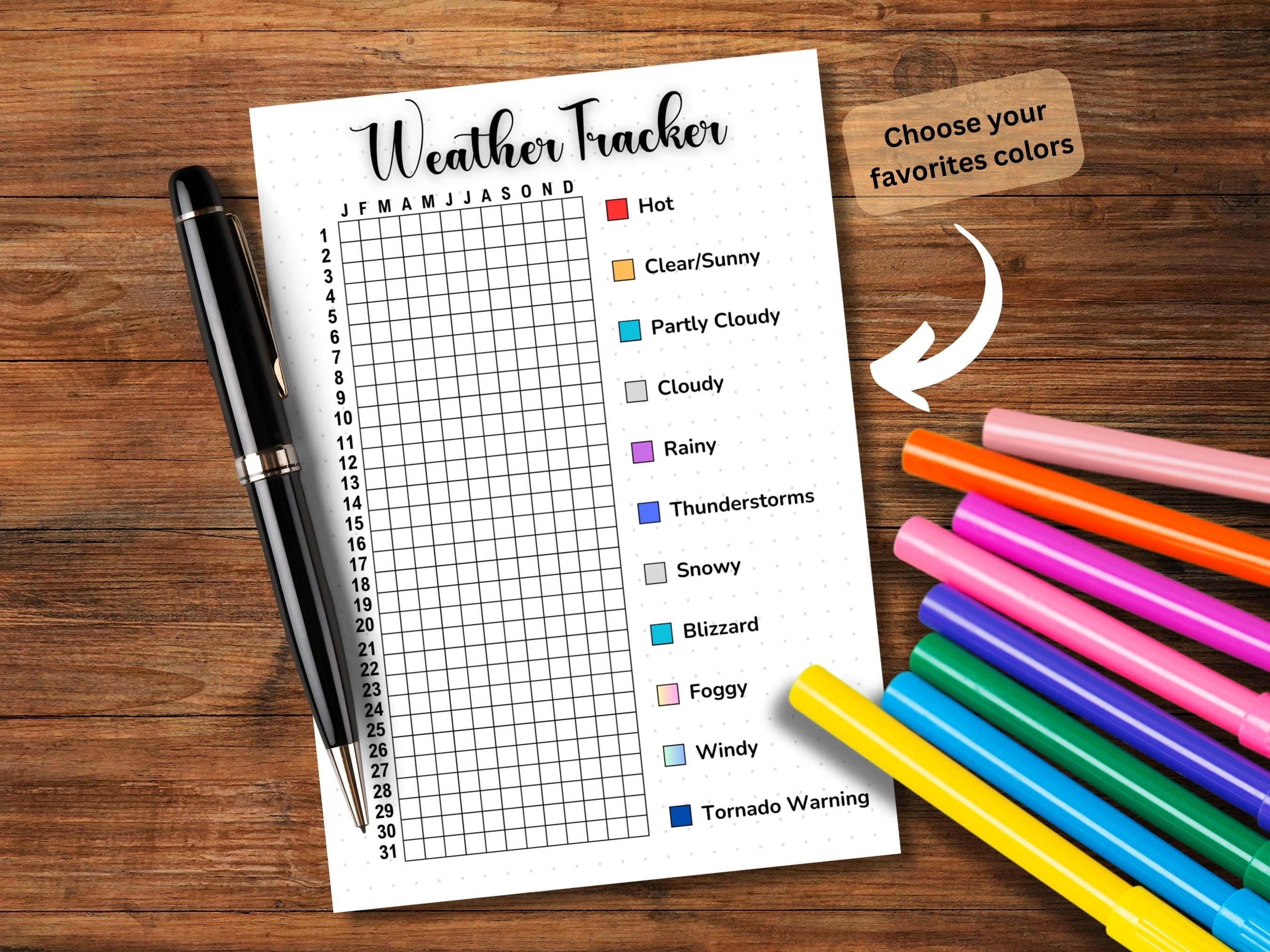 Weather Tracker Printable Weather Tracker A5, A4 & Letter Journal Page ...