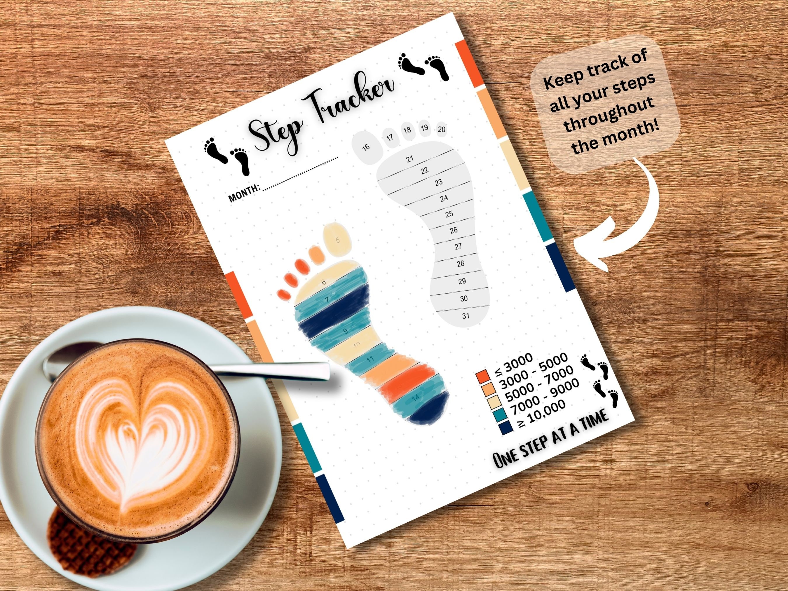 Step Tracker Monthly Challenge Printable Step Tracker A5, A4 & Letter ...