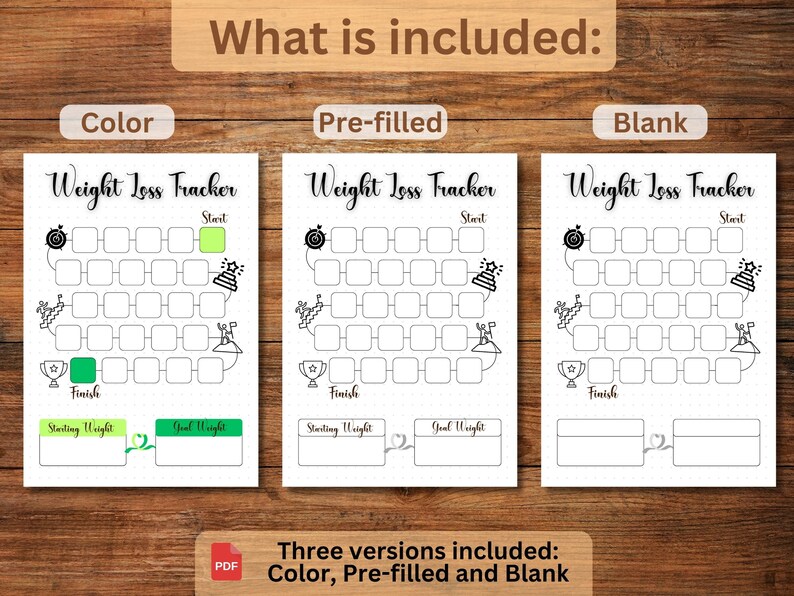 Printable Weight Loss Tracker: A5, A4 & Letter Sizes (PDF) - Etsy