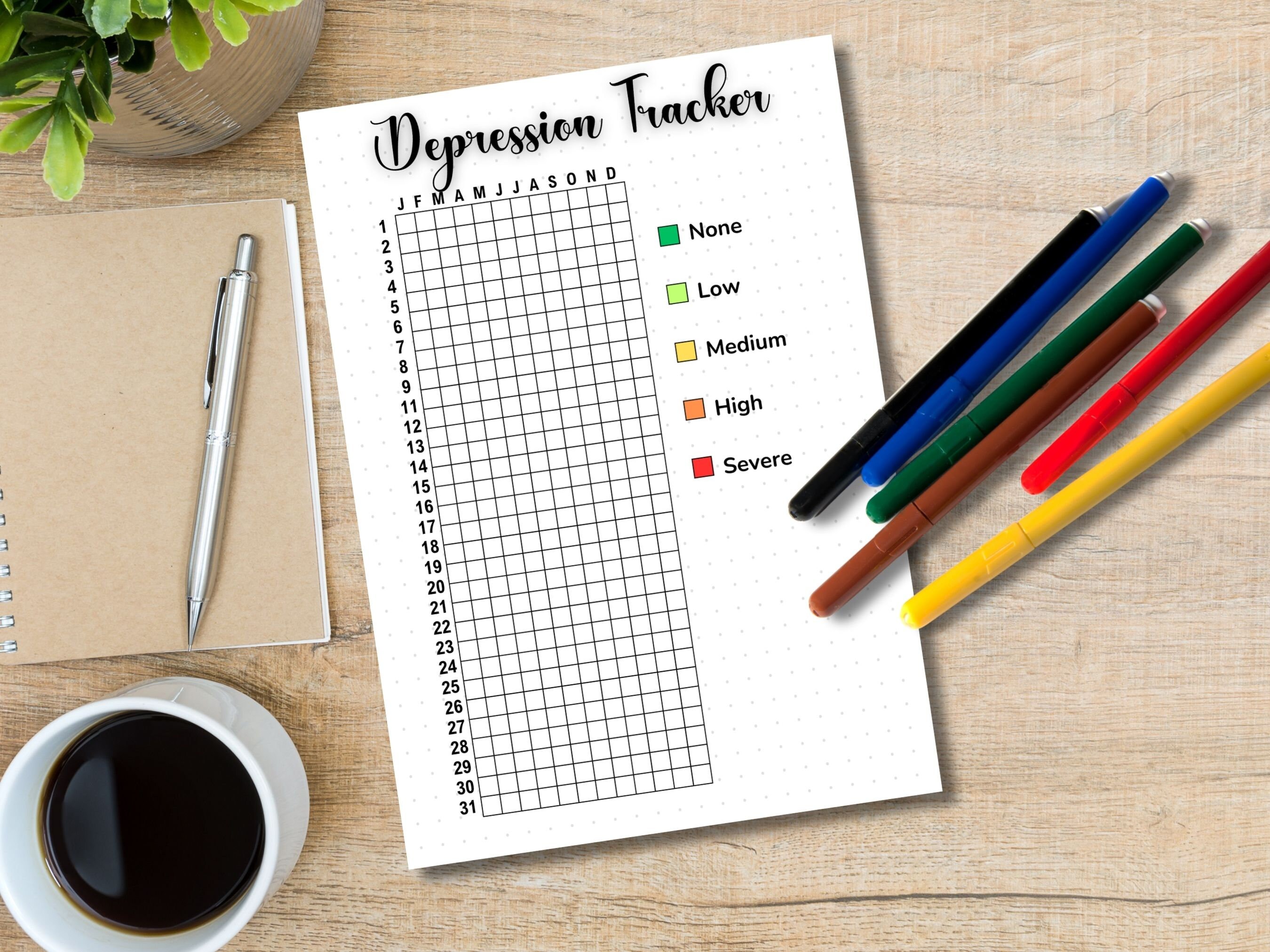 Depression Tracker Printable Depression Tracker A5, A4 & Letter Journal ...