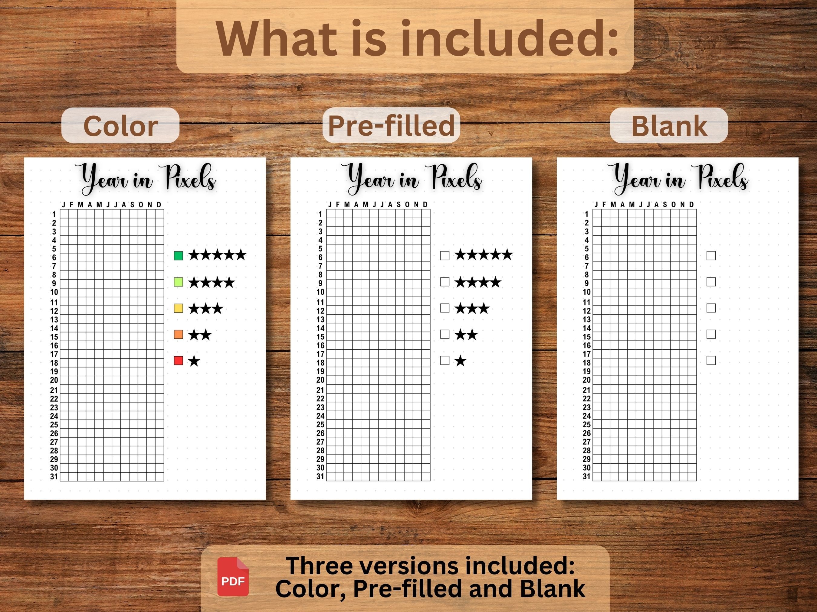 Year in Pixels Journal: Daily Mood Tracker (printable PDF) - Etsy
