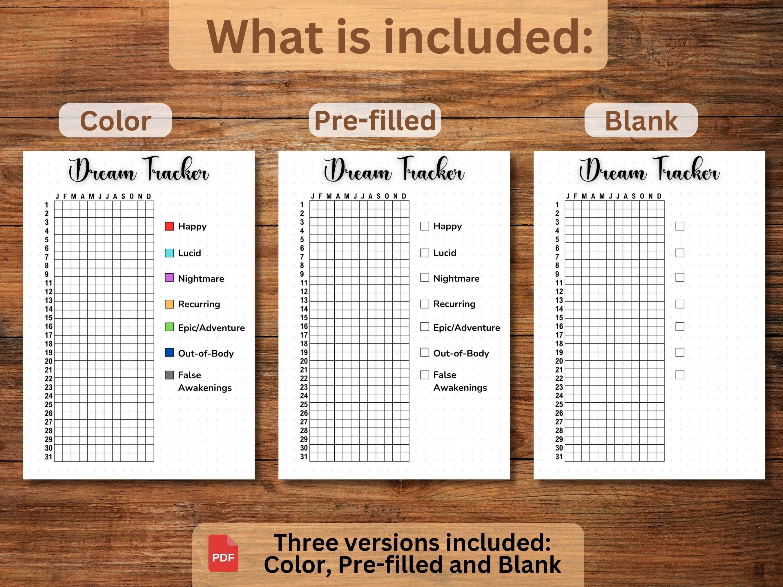 Dream Tracker Printable Tracker Dream Log A5, A4 & Letter Journal Page ...