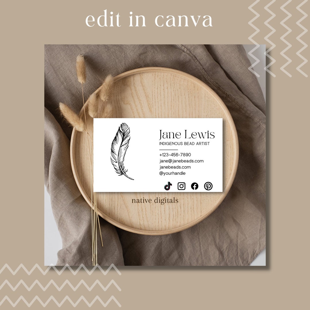 Native American Indigenous Bead Artist Business Card Template Editable ...