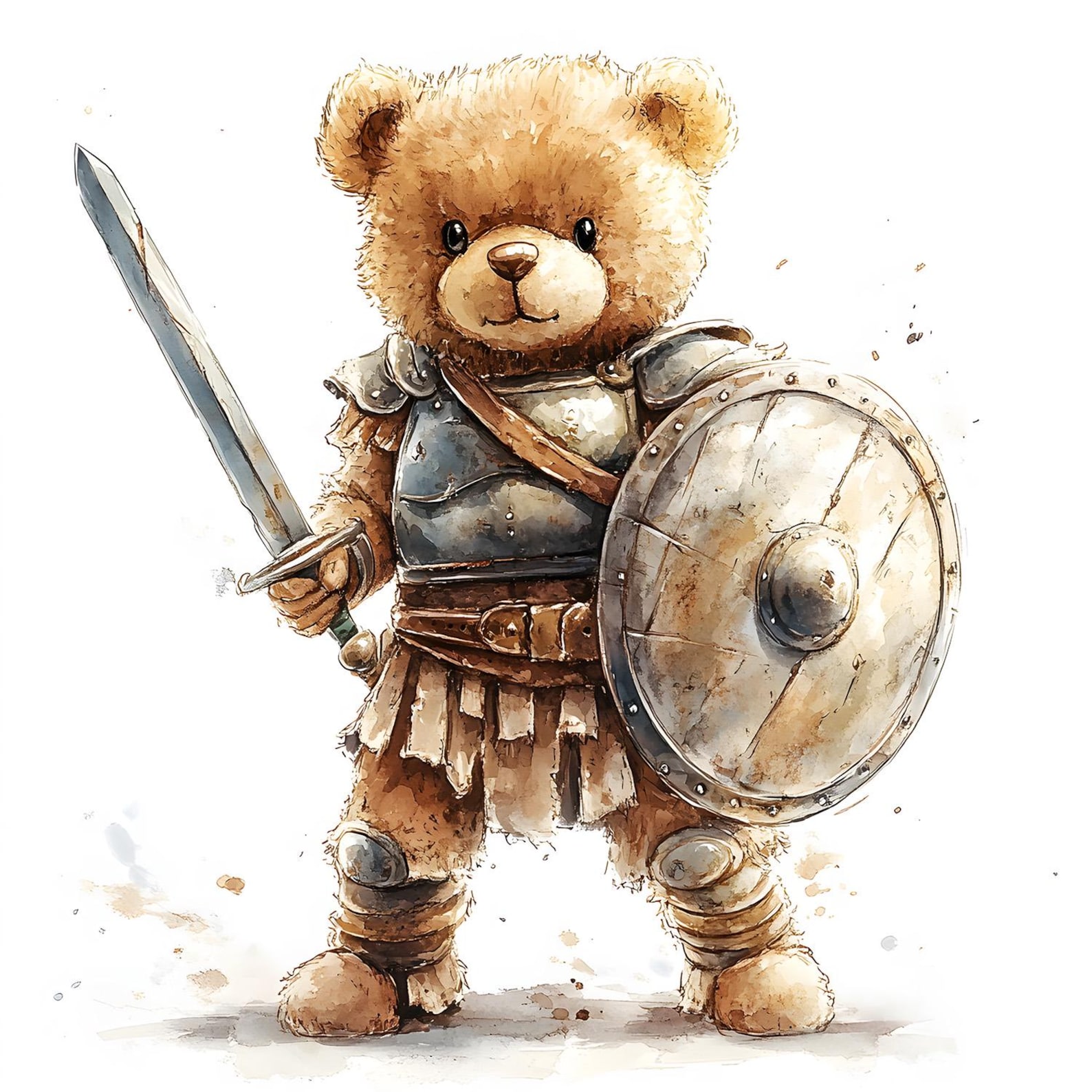 Watercolor Clipart Teddy Bear Gladiator | 16 High-quality JPG Images ...