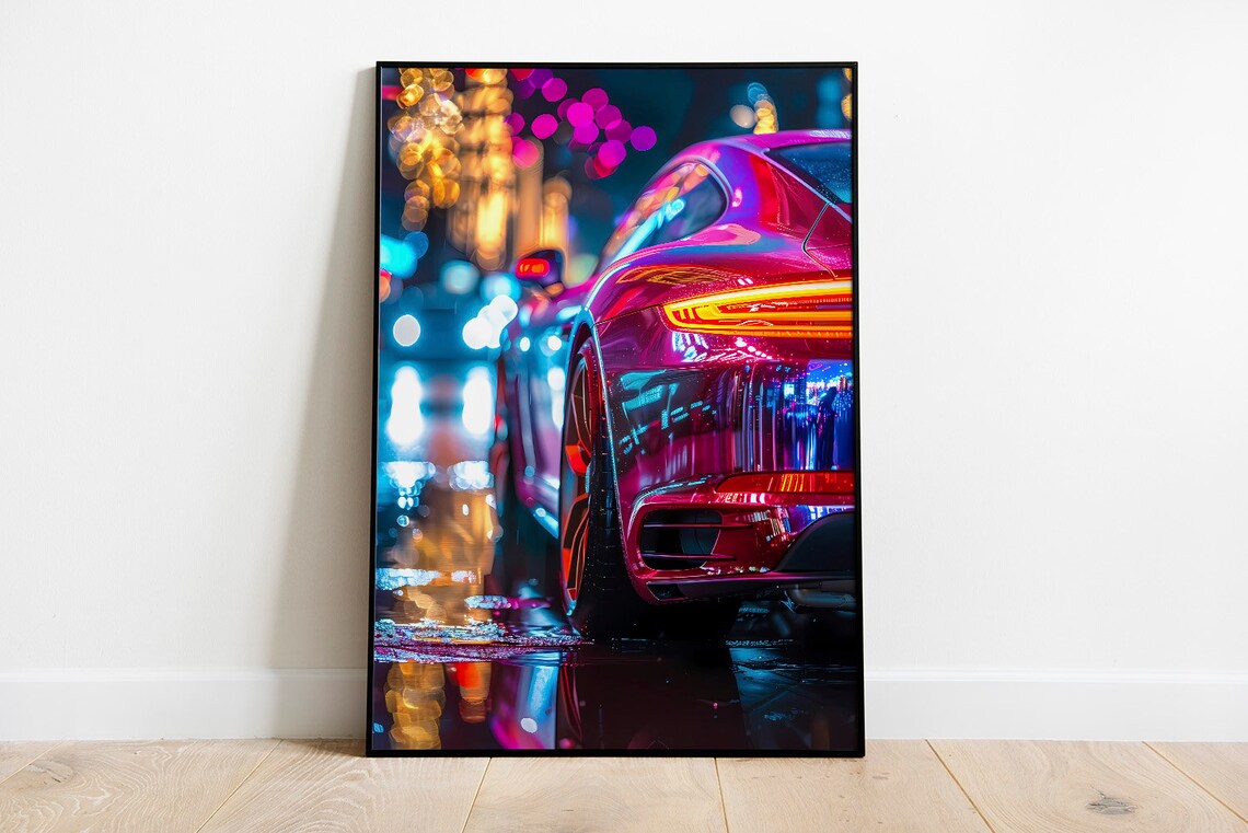 Set of 4 Premium Car Prints, Poster, Digital Illustration,high Quality ...