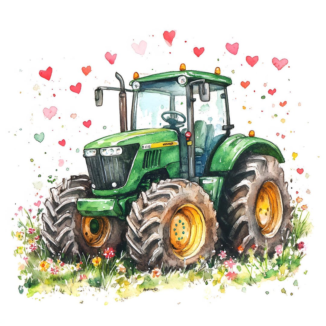 10 JPG of Cute Tractors Images, Clipart , Watercolor Jpg Clip Art ...