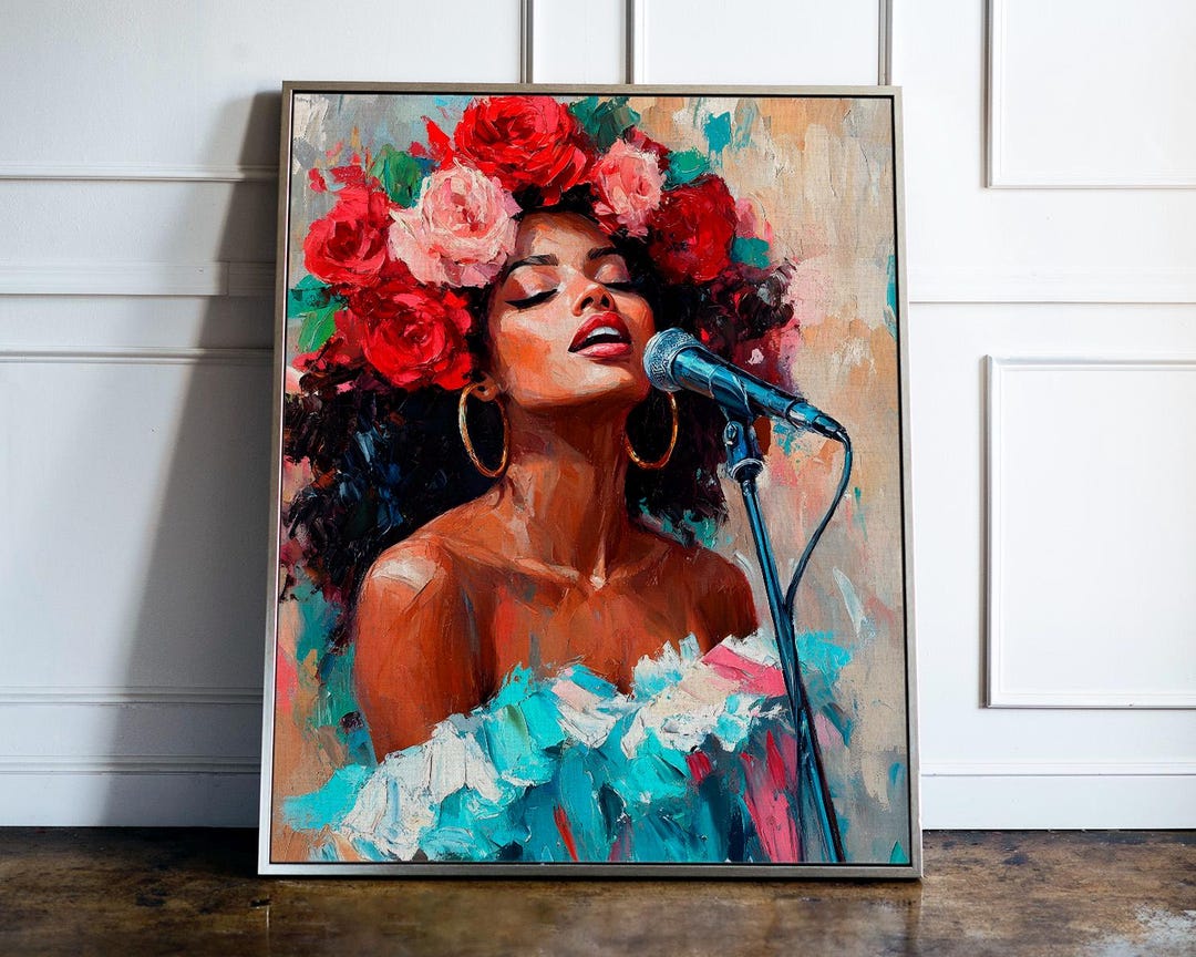 Beautiful Female Singer Digital Poster – Oil Painting Style Wall Art ...
