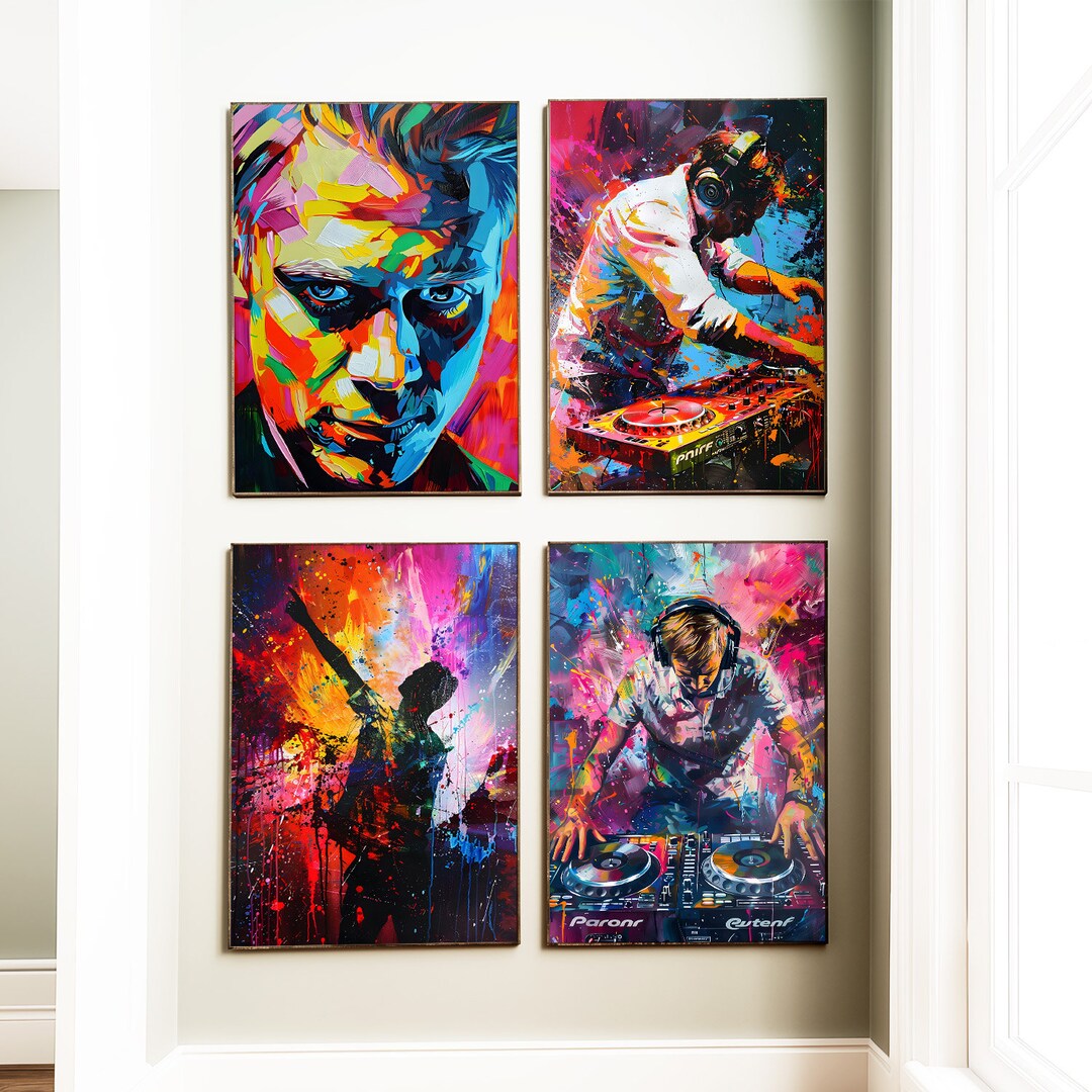 Set of 5 DJ Prints / Acrylic Music Poster / Digital Printable Art ...