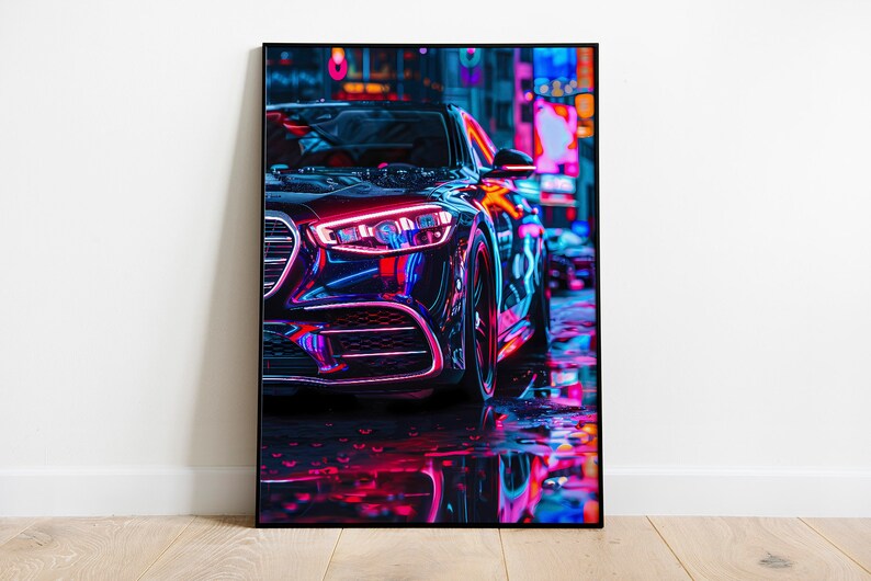 Set of 4 Premium Car Prints, Poster, Digital Illustration,high Quality ...