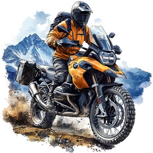 11 Moto Adventure Watercolor Clipart, Printable JPG, Biker Images ...