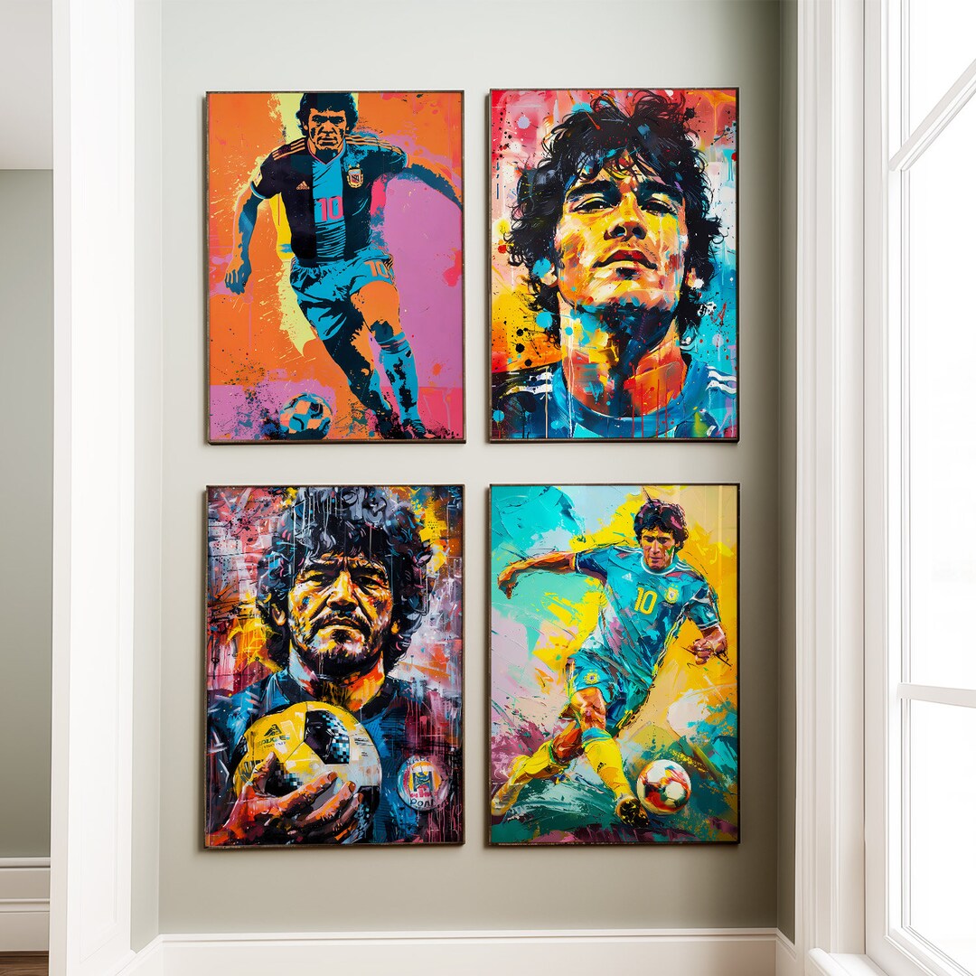 Set of 5 Diego Maradona Posters, Acrylic Prints, Gallery Wall Art Image ...