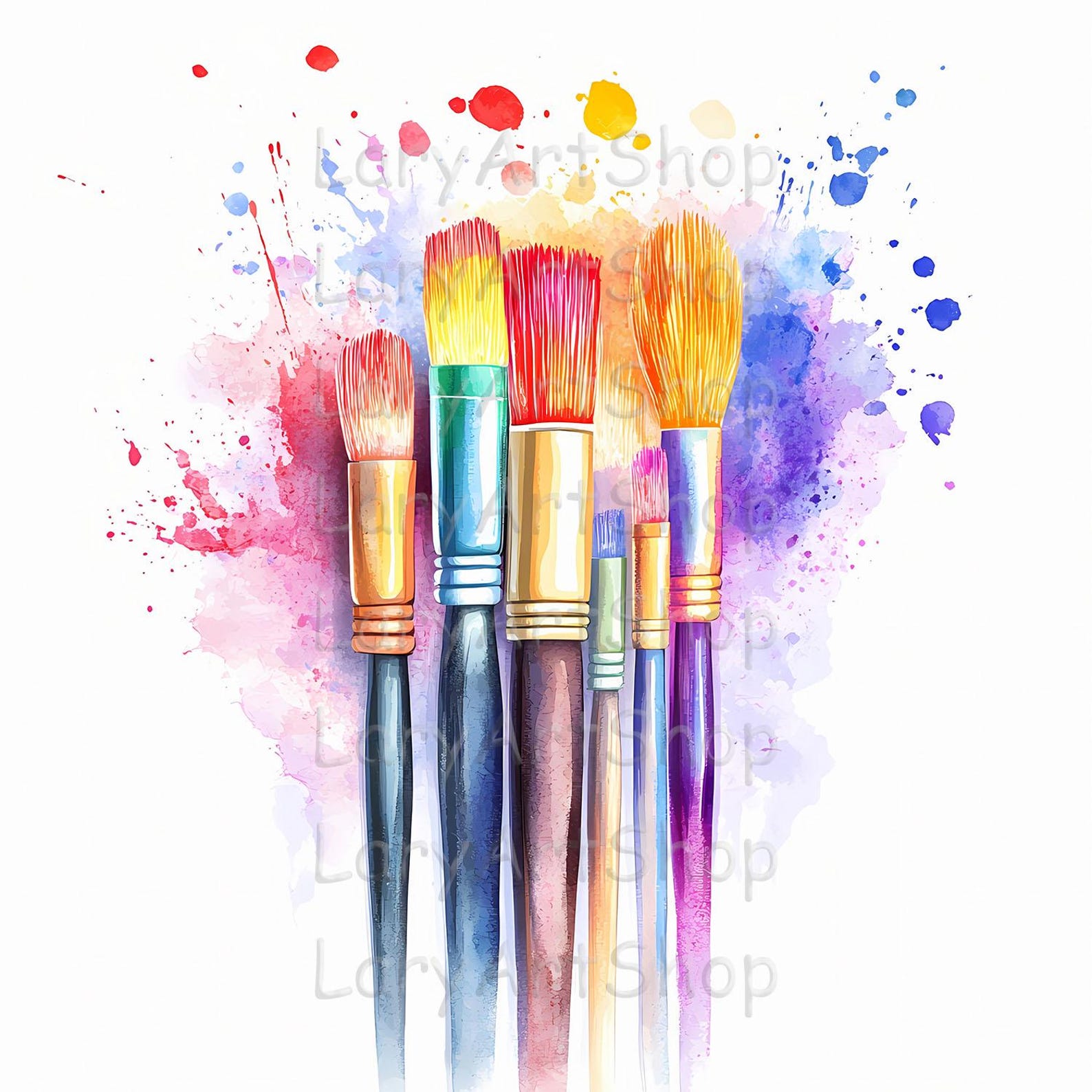 17 Paint Brushes Clipart, Watercolor Clip Art, Printable Jpgs, Instant ...