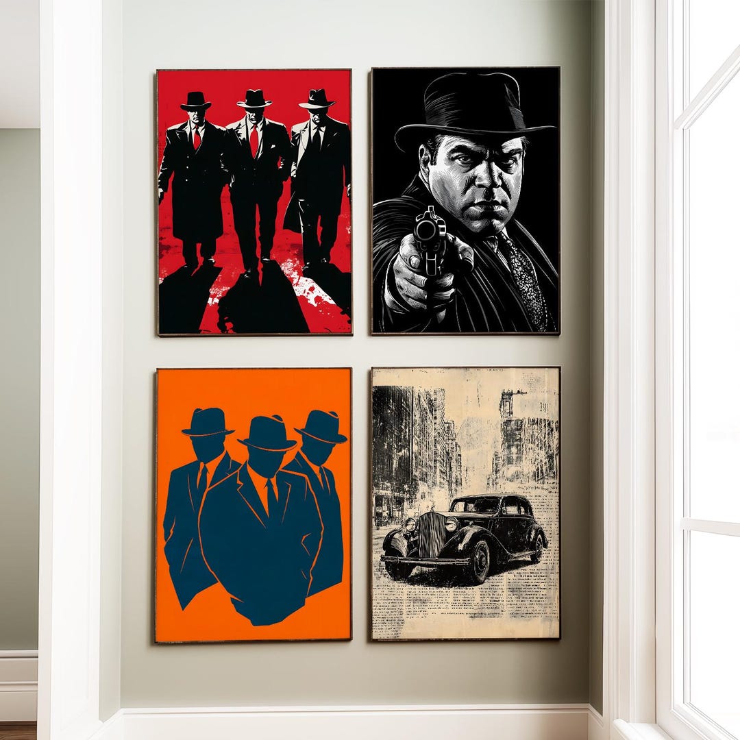 Set of 4 Mafia Prints / Home Wall Poster / Gangster Digital Art ...