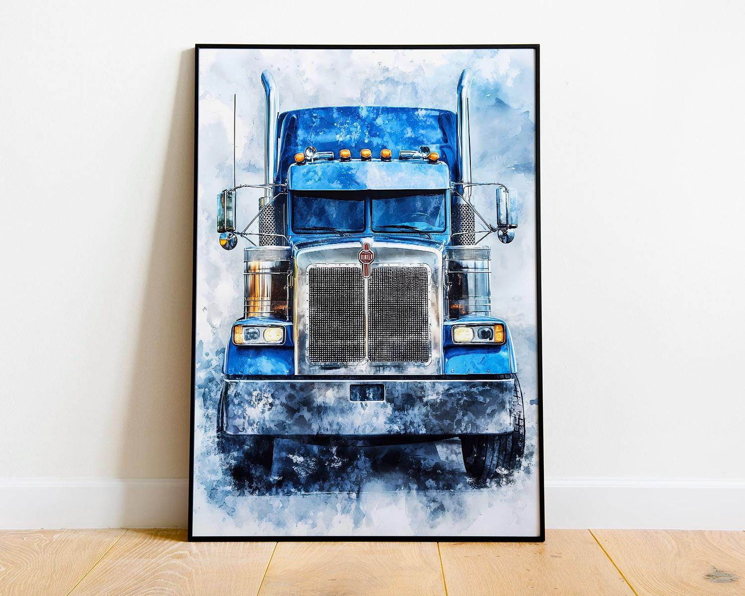 Set of 4 Truck Prints, Peterbilt Watercolor Poster, Digital ...