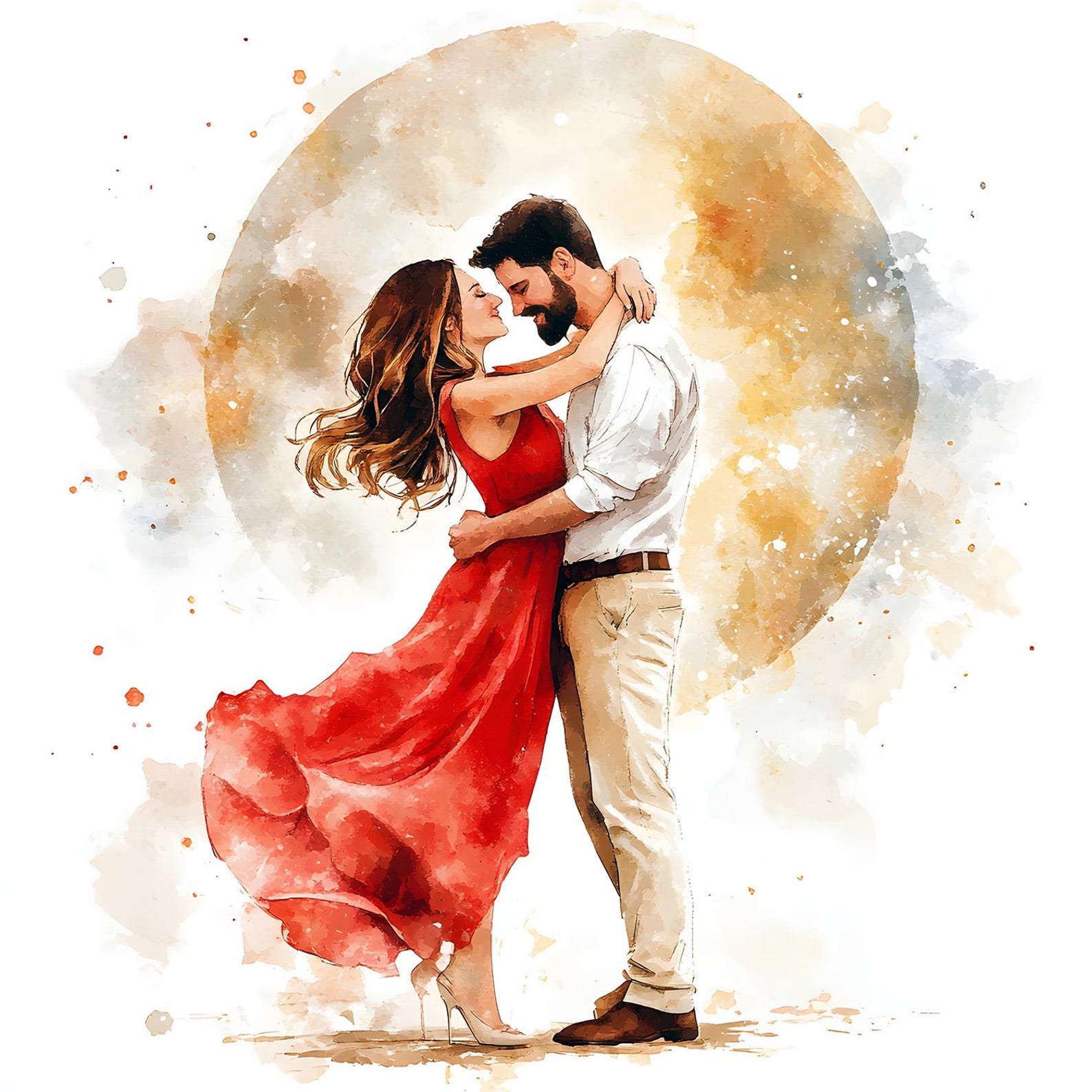 23 Watercolor Dancing Couple Clipart Romantic Moonlight Dance ...