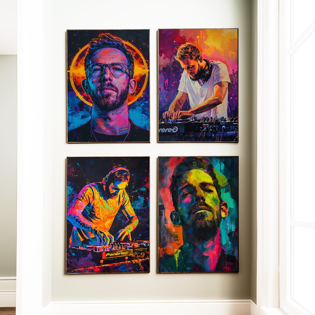Set of 5 DJ Prints / Music Acrylic Poster, Gallery Wall Printable Art ...