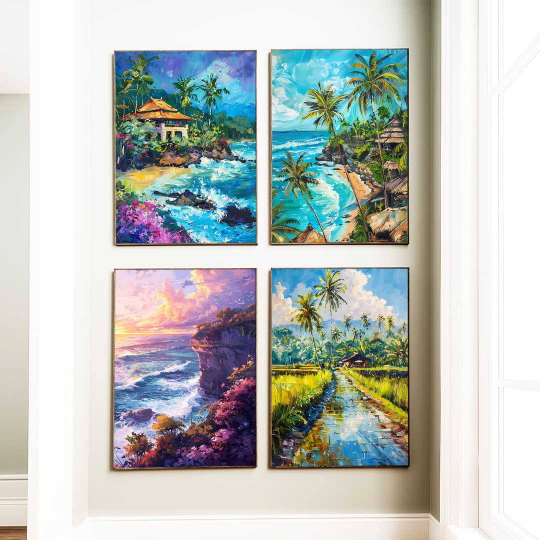 Set of 5 Bali Island Prints, Acrylic Nature Poster, Digital ...