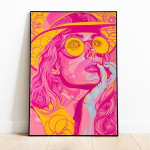 Set of 4 Preppy Art Posters, Acrylic Prints, Digital Illustration ...
