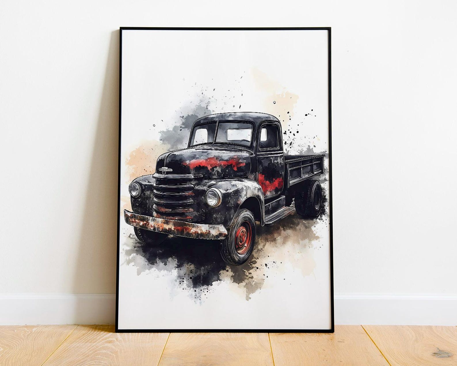 Set of 4 Truck Prints, Peterbilt Watercolor Poster, Digital ...