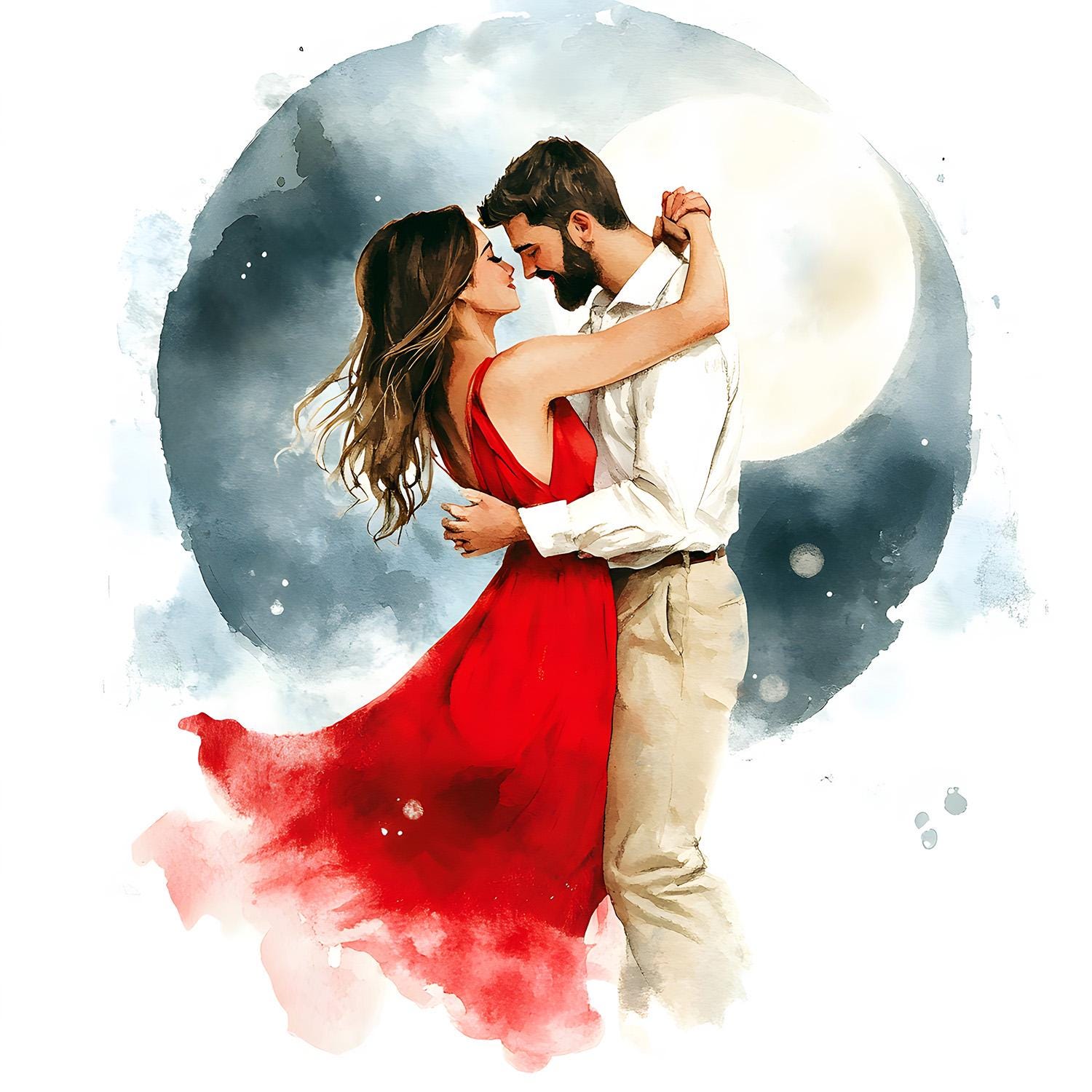 23 Watercolor Dancing Couple Clipart Romantic Moonlight Dance ...