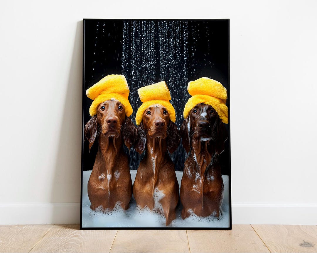 Irish Setters Bathroom Wall Art – Cute Digital Print of Dogs With ...