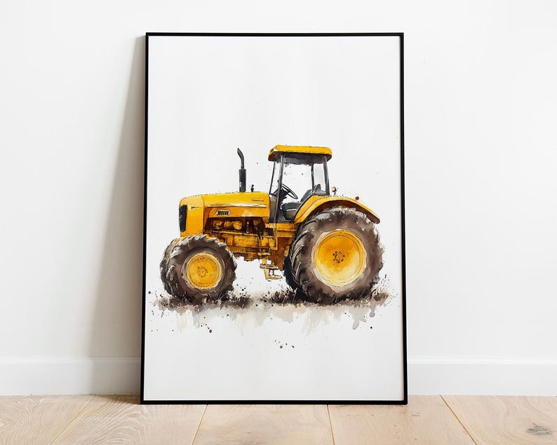 Set of 6 Tractors Prints, Watercolor Nursery Poster, Digital ...