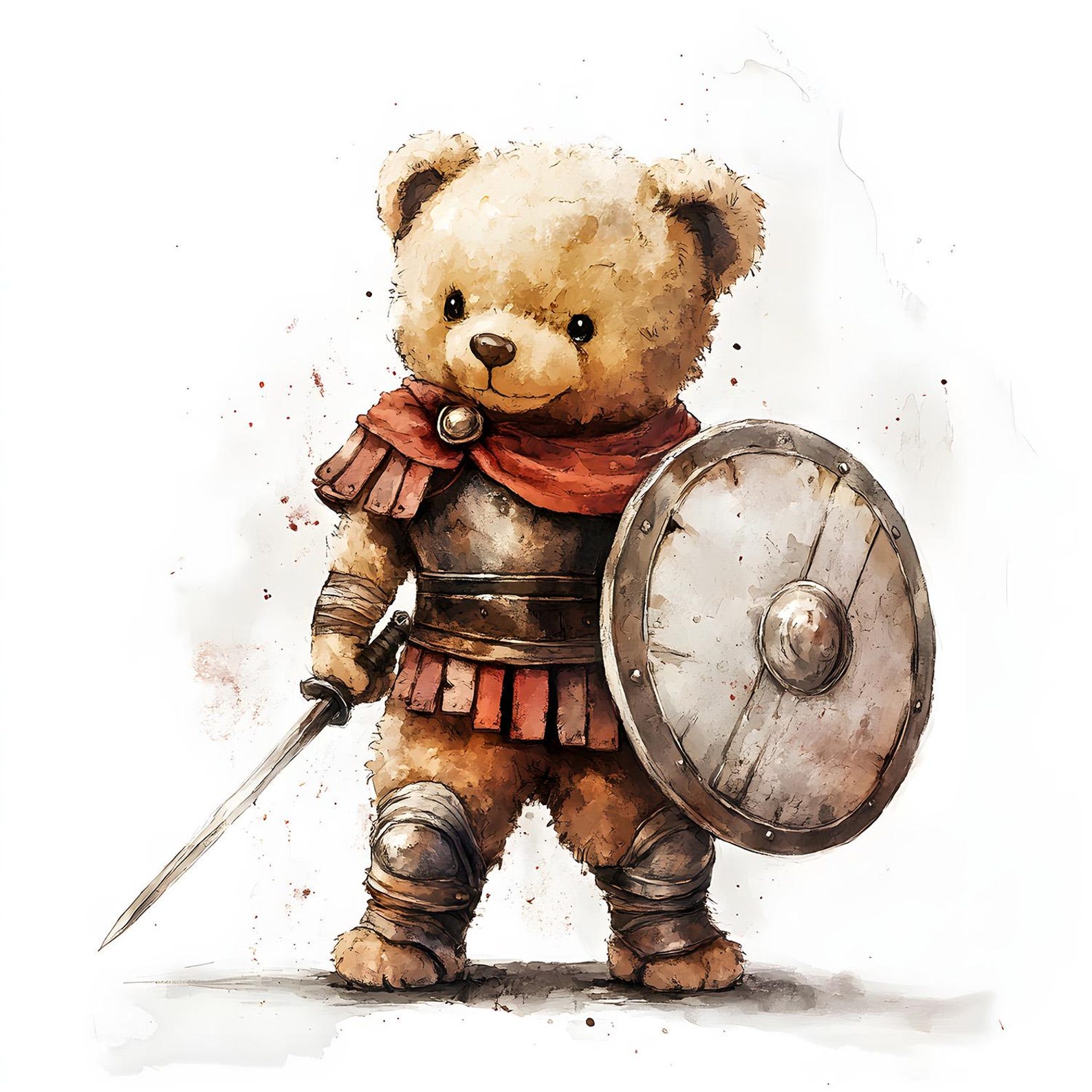Watercolor Clipart Teddy Bear Gladiator | 16 High-quality JPG Images ...