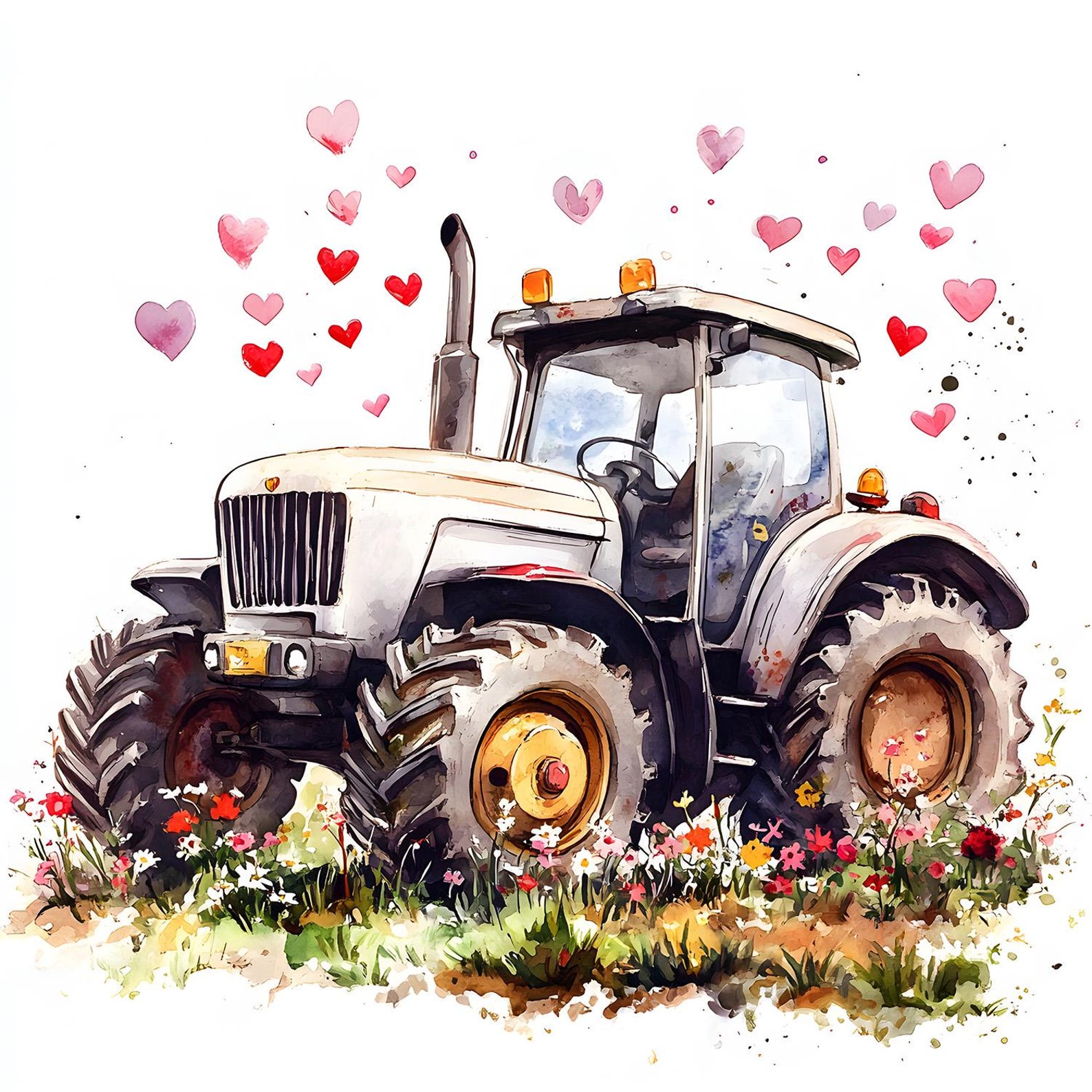 10 JPG of Cute Tractors Images, Clipart , Watercolor Jpg Clip Art ...