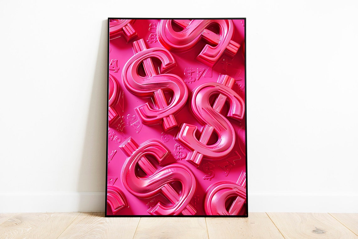 Set of 4 Preppy Art Posters, Acrylic Prints, Digital Illustration ...