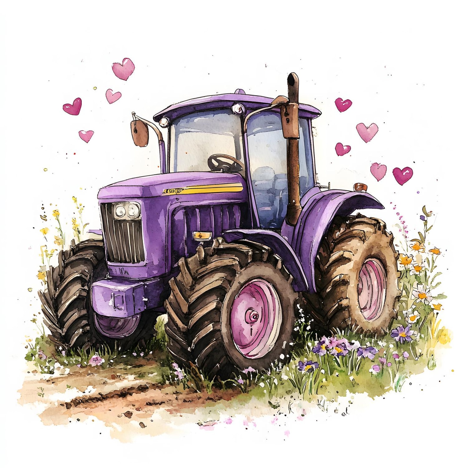 10 JPG of Cute Tractors Images, Clipart , Watercolor Jpg Clip Art ...