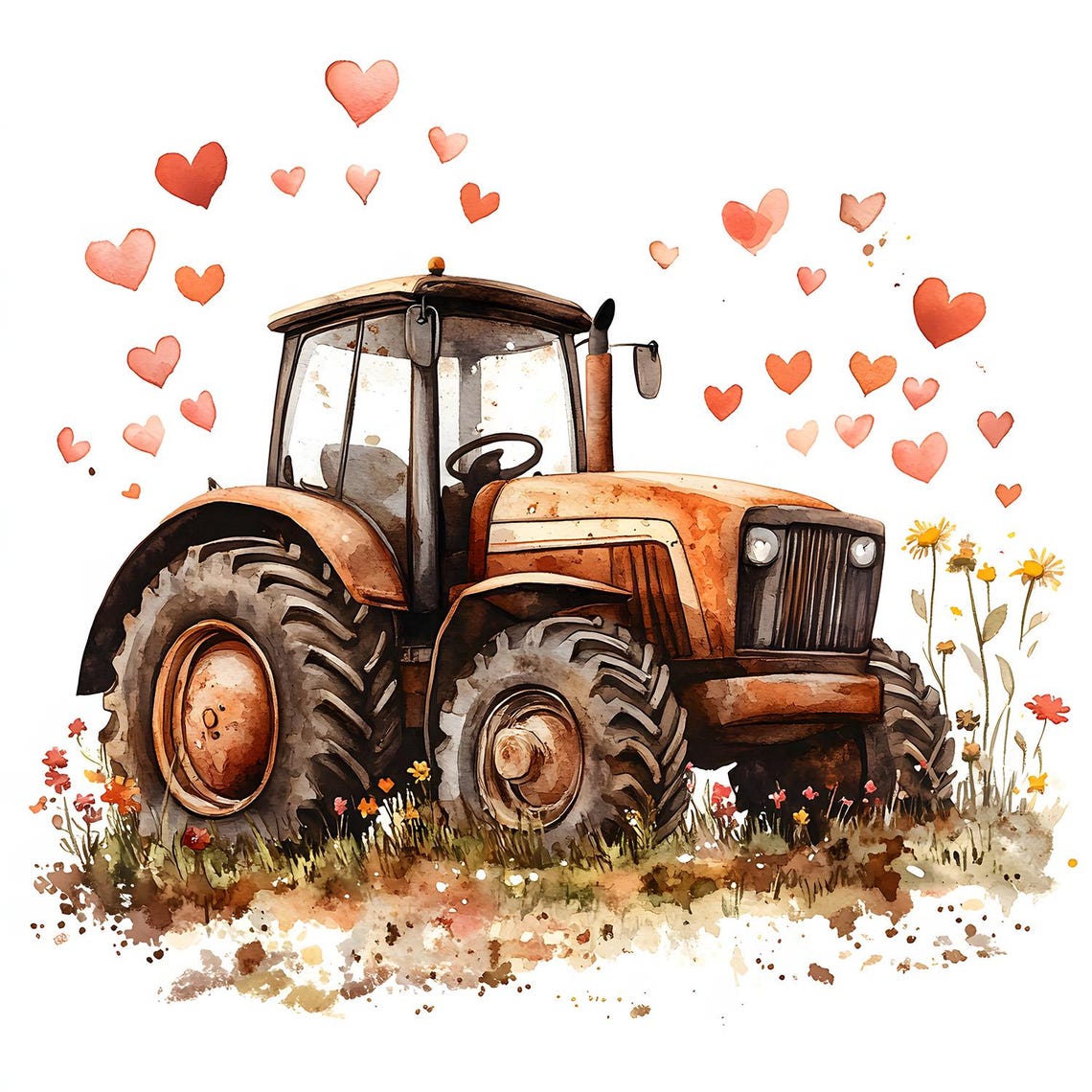 10 JPG of Cute Tractors Images, Clipart , Watercolor Jpg Clip Art ...