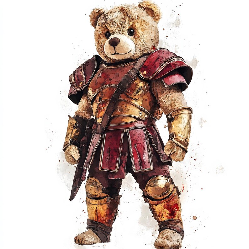 Watercolor Clipart Teddy Bear Gladiator | 16 High-quality JPG Images ...