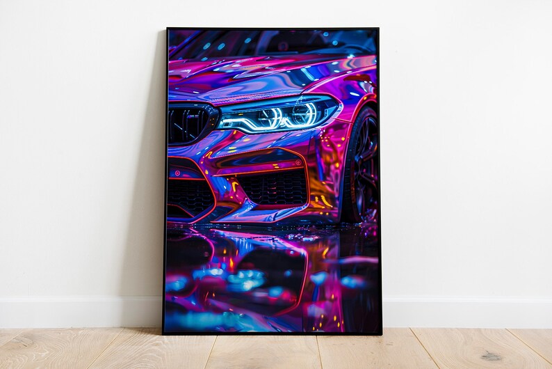 Set of 4 Premium Car Prints, Poster, Digital Illustration,high Quality ...