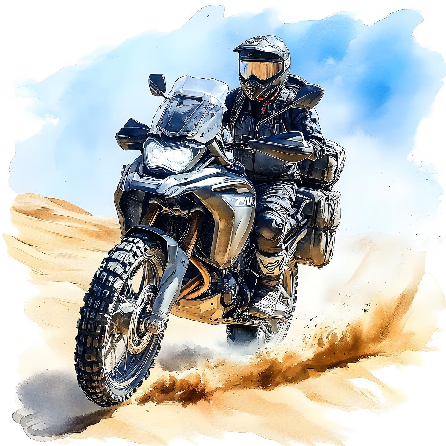 11 Moto Adventure Watercolor Clipart, Printable JPG, Biker Images ...