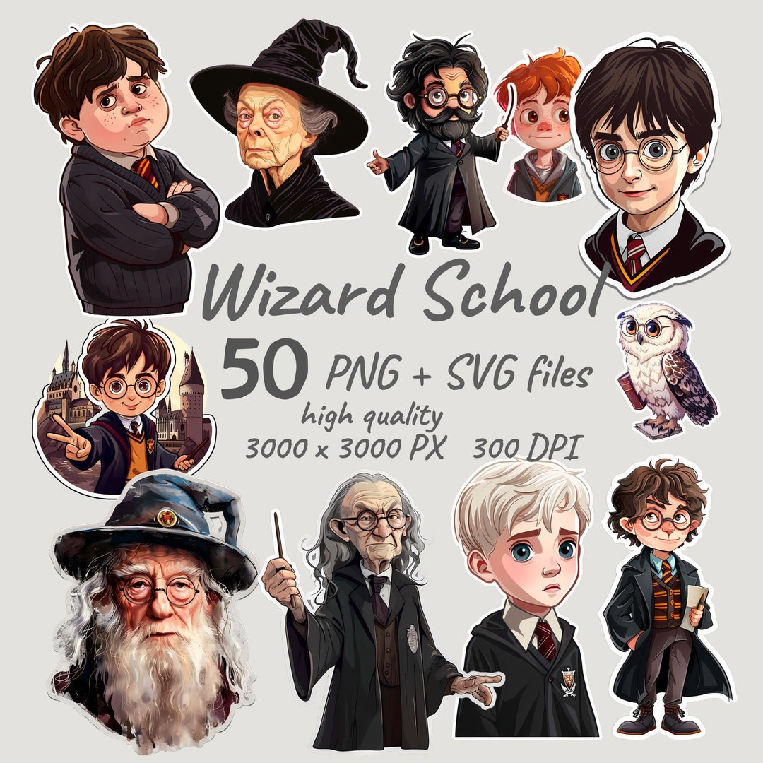 50 Wizard School Clipart PNG Digital Illustration, Magic School Clip ...