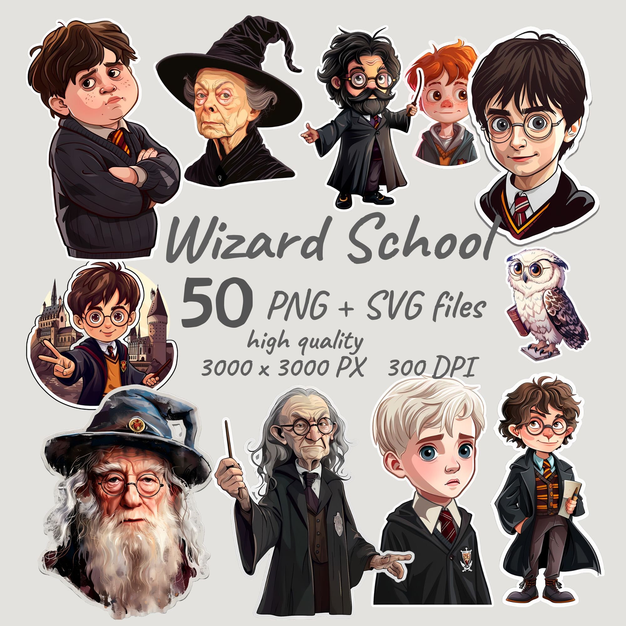 50 Wizard School Clipart PNG Digital Illustration, Magic School Clip ...